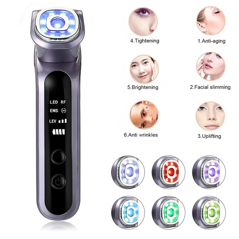 페이스 뷰티 바이브라 리프팅 Rf 및 Ems 메조테라피 전기 천공 무선 주파수 Led 광자 피부 회춘 탄력 있는 브라이트닝