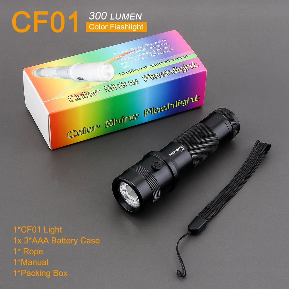 Colored Light Flashlight Full Color 10 Colors RGB LED Color