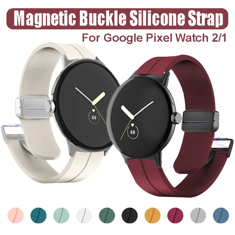 Silicone Strap For Google Pixel Watch 2 Magnetic Folding Buckle ...