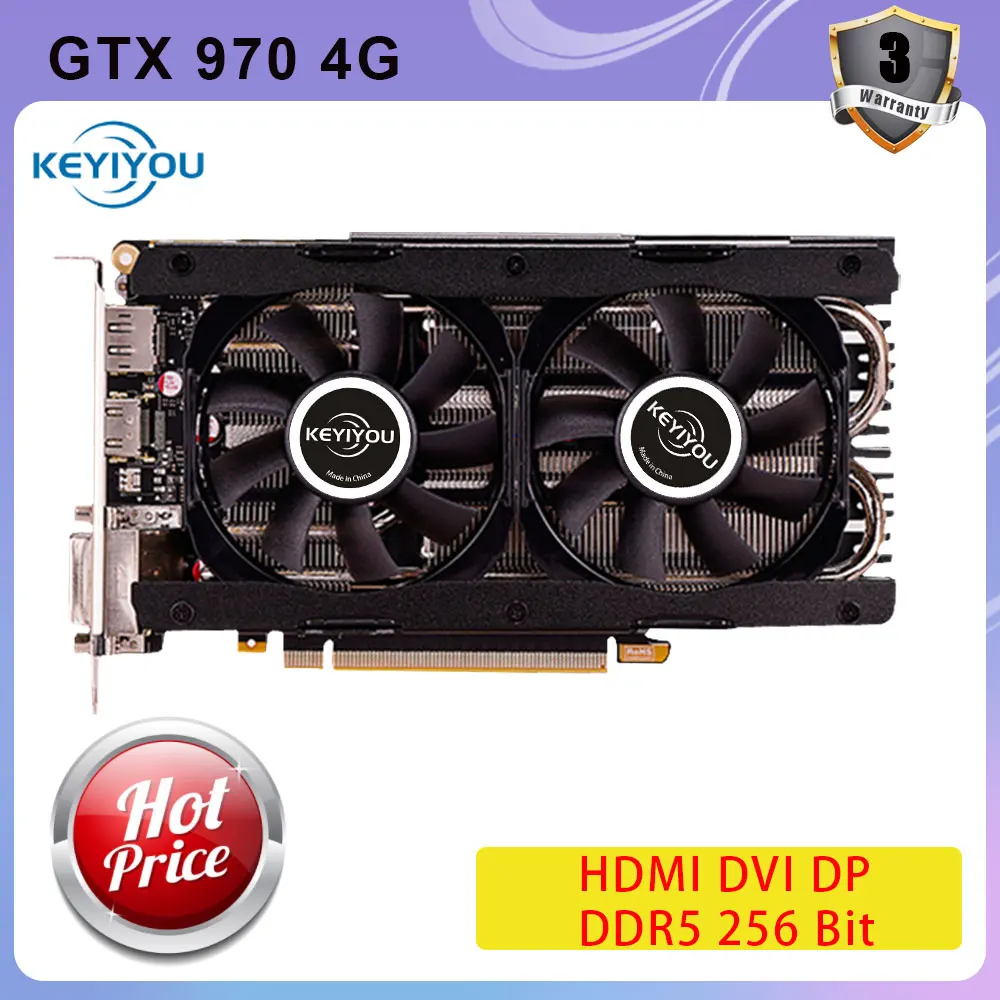 Keyiyou Geforce Gddr5 Gtx 970 4gb 256bit Pci Express 3.0 16x 8pin + 8pin Hdmi Dvi Dp Porto ...