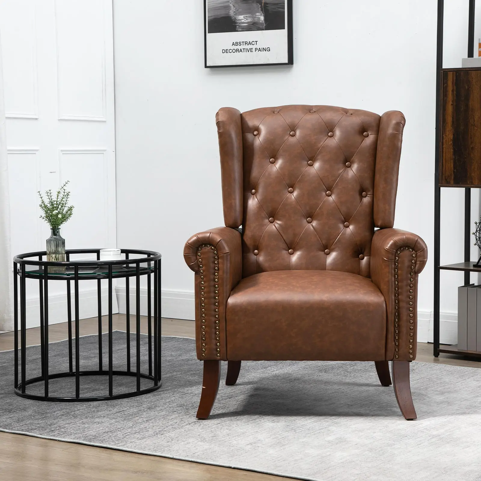 Mid-Century-Leather-Living-Room-Chairs-Lounge-Sofa-Chair-with-Buttons ...