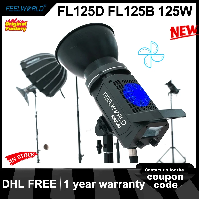 FEELWORLD FL125D FL125B 125W Daylight Video Light 5600K APP Control ...