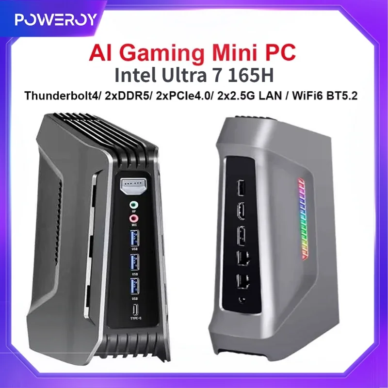 Intel Ultra 7 165H 16C Gaming Mini PC DDR5 Thunderbolt4 RGB Lighting ...
