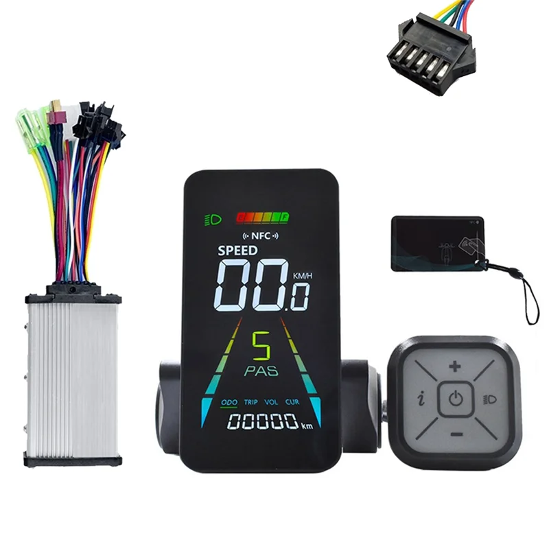 B48B-E-Bike 24V/36V/48V/60V NFC LCD Display Color Meter UART ...