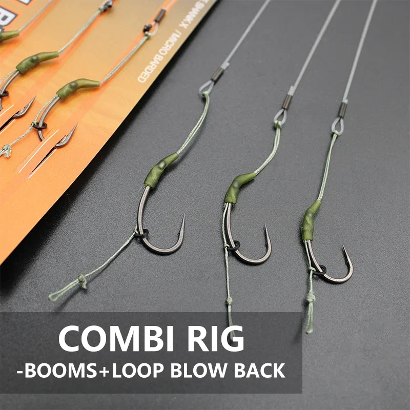 3pcs Carp Fishing Loop Rig Curve Shank Hook Size 2 4 6 With Booms Loop ...