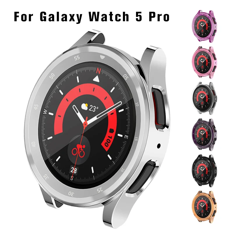 Glass-Case-for-samsung-Galaxy-watch-5-Pro-45mm-TPU-Plated-all-around ...