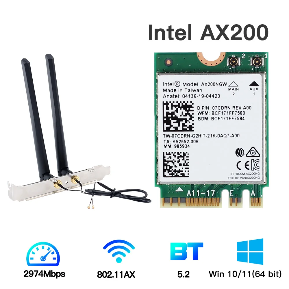 Kit de desktop intel ax200 wireless, 2400mbps, banda dupla wi fi 6 ...