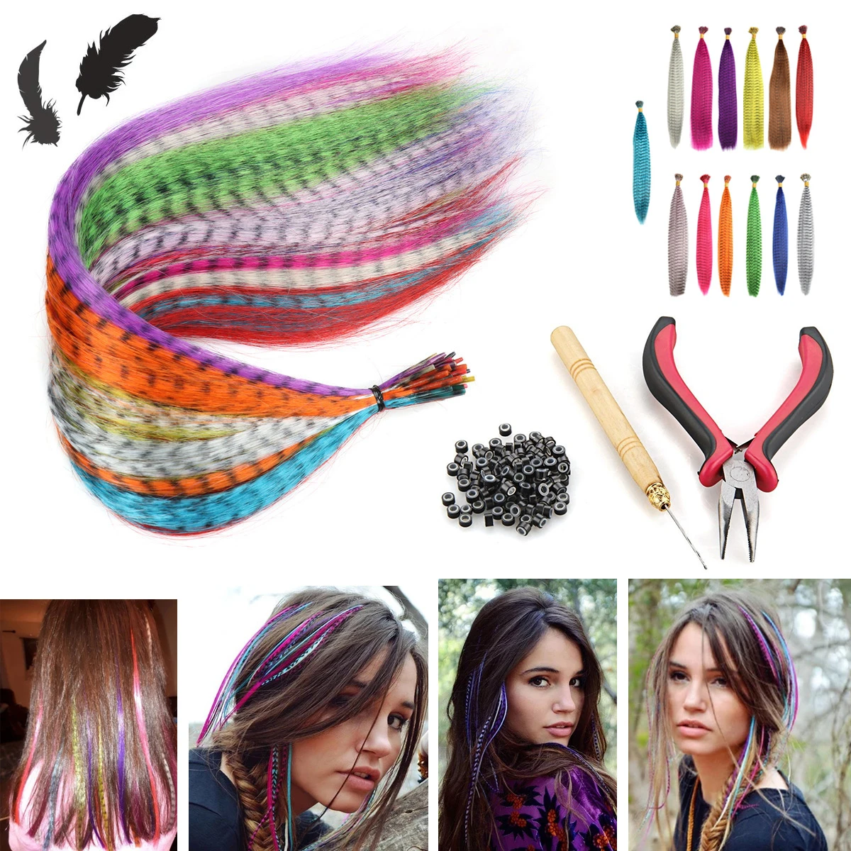 Real Feather Hair Extensions Kit | atelier-yuwa.ciao.jp