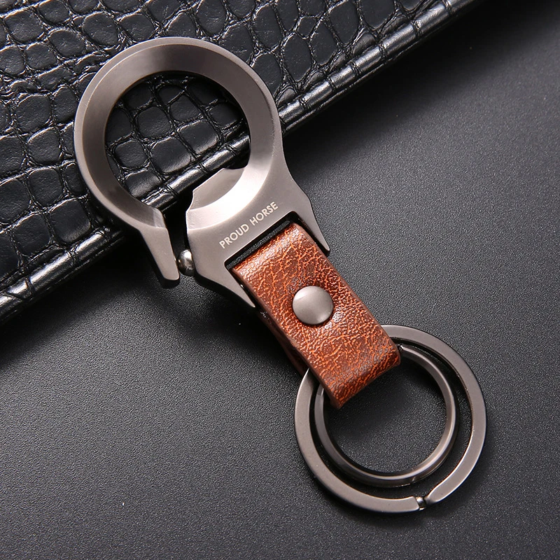 High Quality Metal Leather Combination Keychain Men's Waist Hanging CAR ...