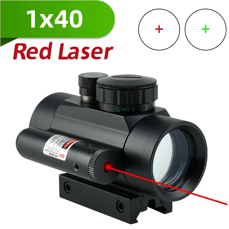 1x40-Red-Green-Cross-Hair-Sight-with-Red-Laser-Tactical-Shooting-Rifle ...