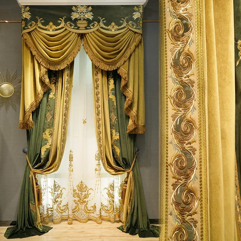 High-grade-European-Curtain-Embroidery-Light-Luxury-American-Olive ...