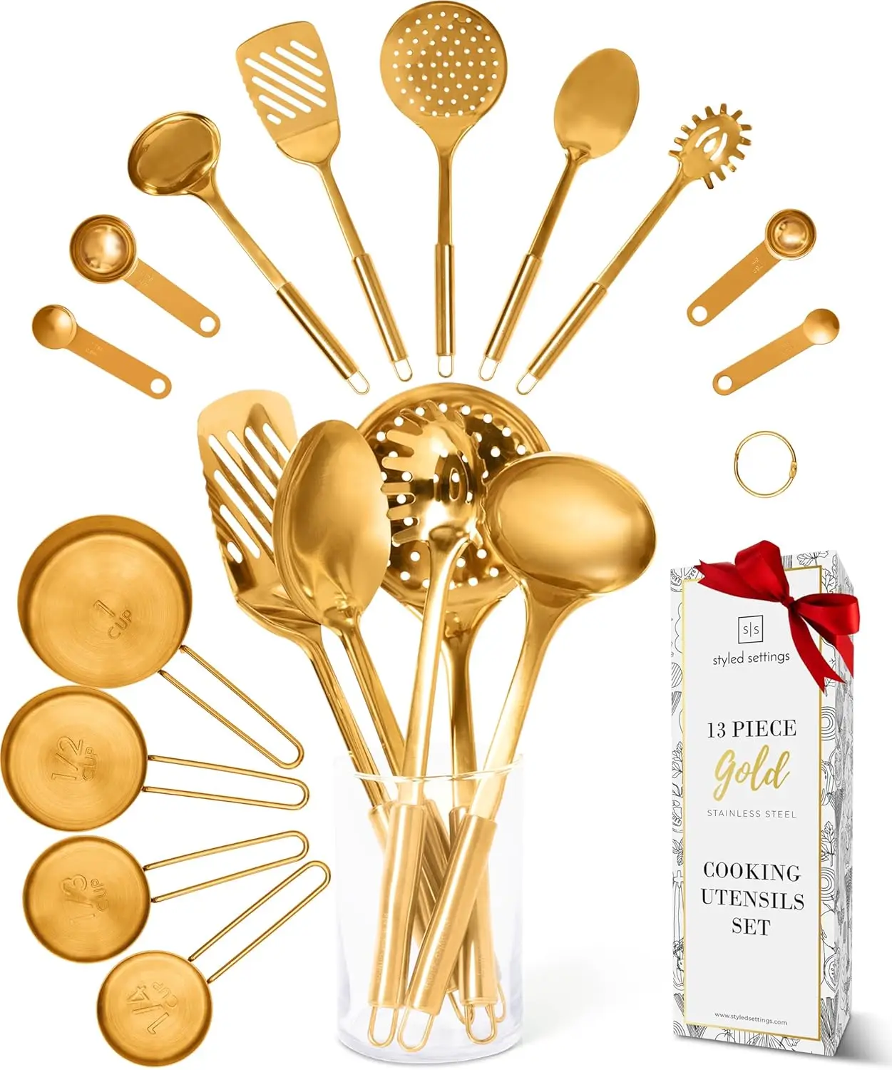Gold-Cooking-Utensils-with-Gold-Measuring-Cups-and-Spoons-Set-13-Pieces ...