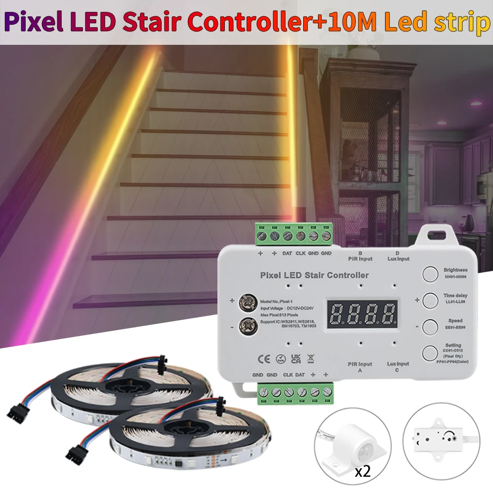 Controlador de luz Led de píxel para escaleras, regulador de luz con ...