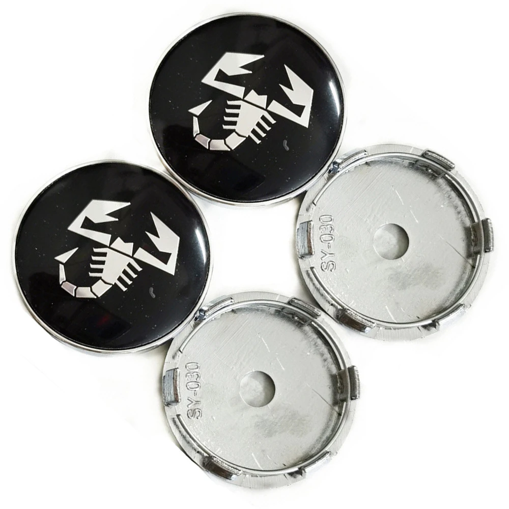 One-Set-4pcs-124-125-500-Accessories-6cm-Black-Abarth-Car-Wheel-Center ...