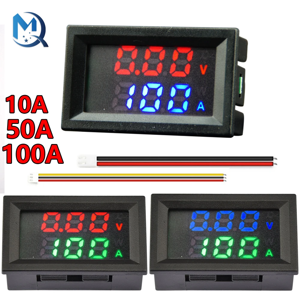 High-quality-DC-100V-10A-voltmeter-ammeter-blue-red-LED-amp-meter ...