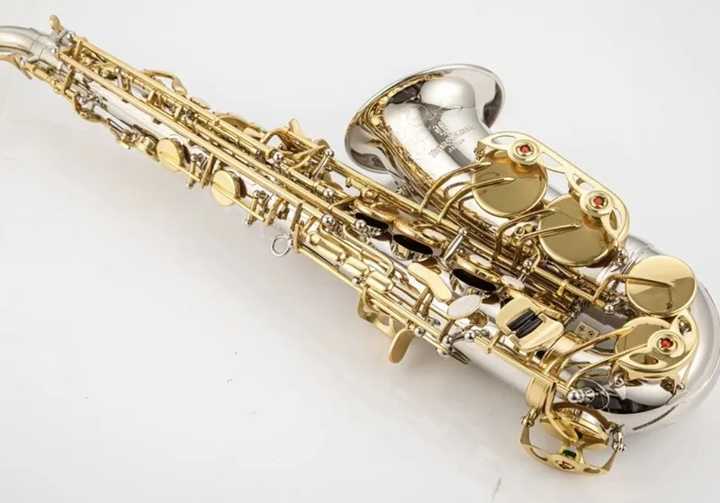 Brand NEW A-WO37 Alto Saxophone Nickel Plated Gold Key Professional Sax ...