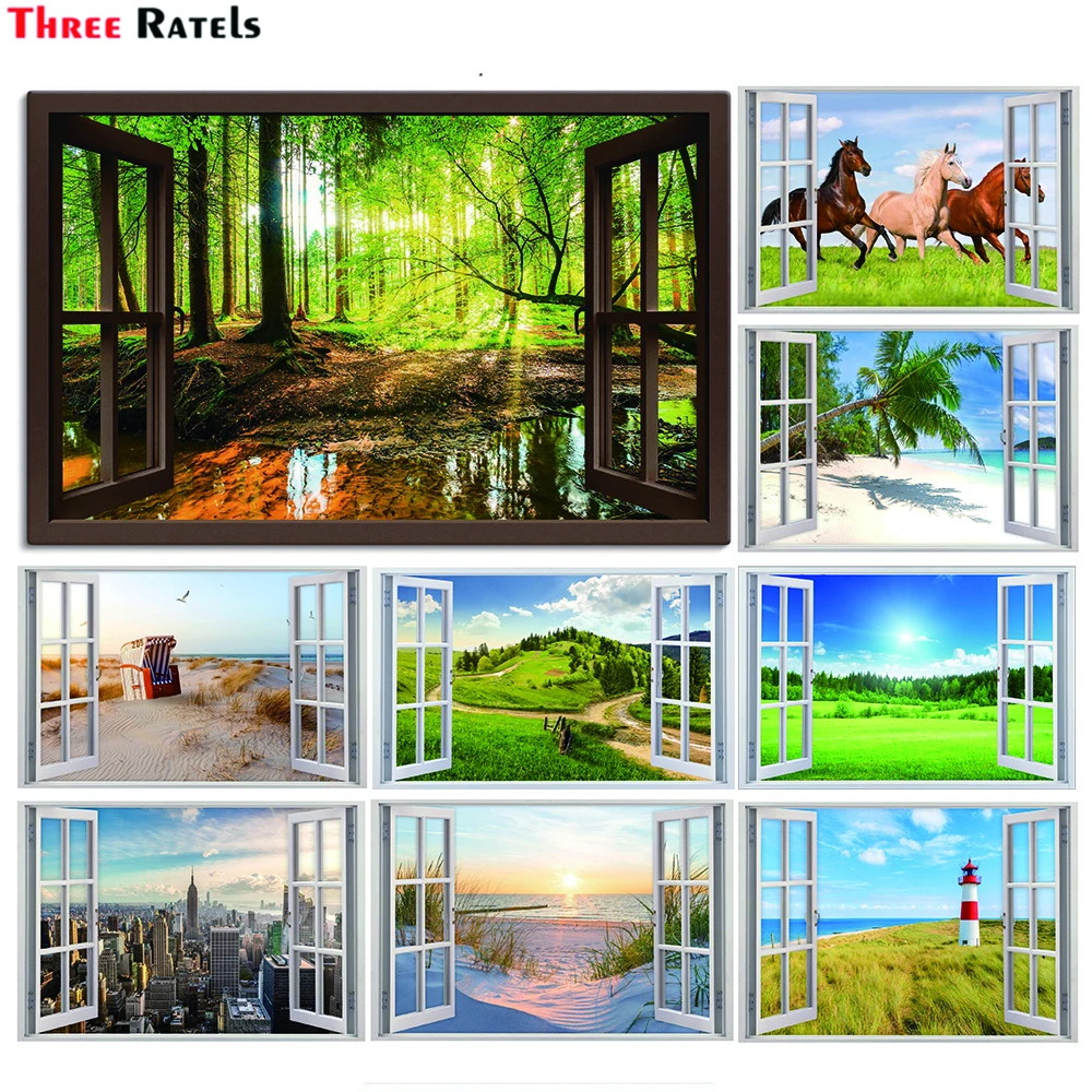 Three-Ratels-WF104-3D-Window-View-Forest-Wall-Sticker-For-Home-Wall ...
