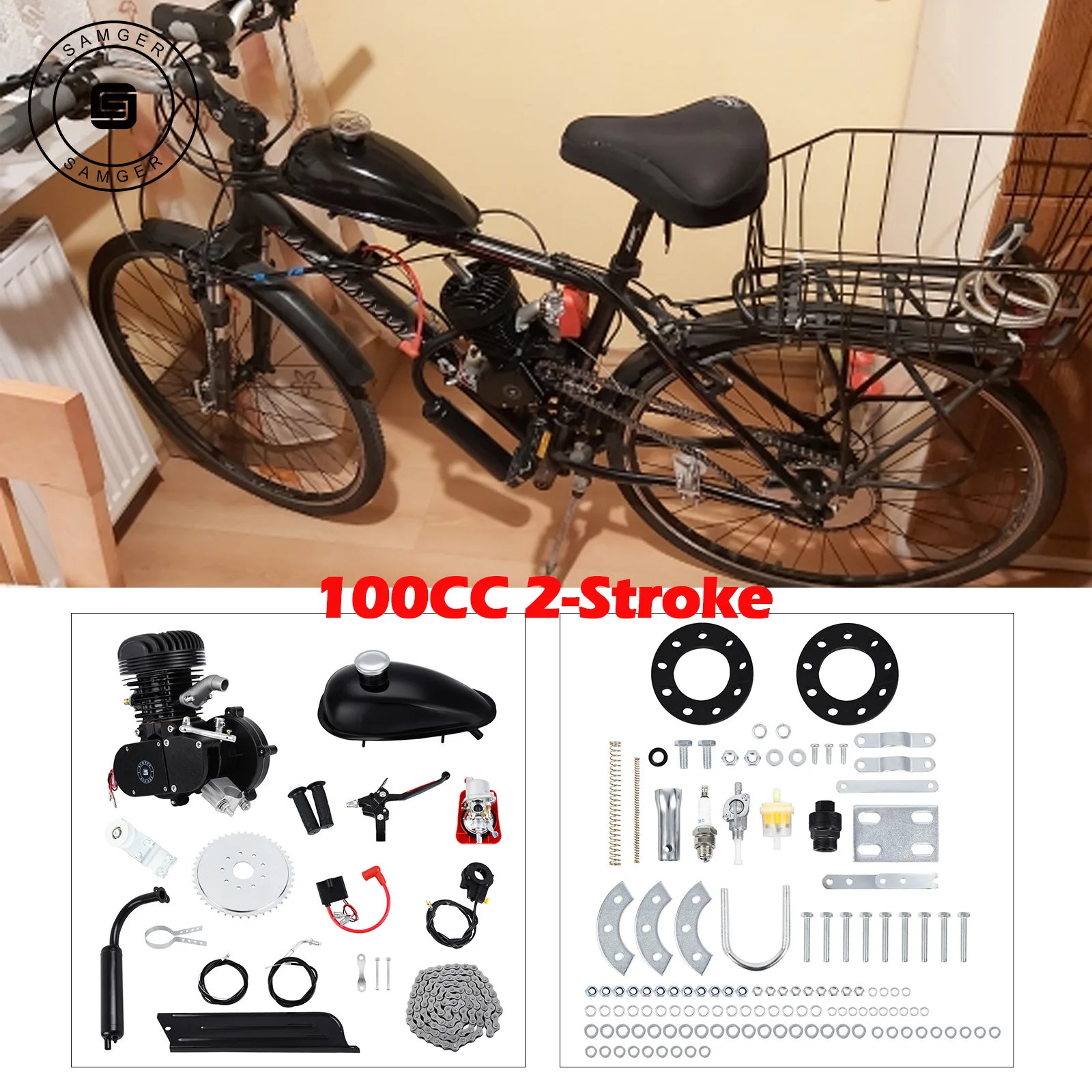 Samger 80/100/110CC Bike Engine Kit 2 Stroke For DIY Electric Motorized ...