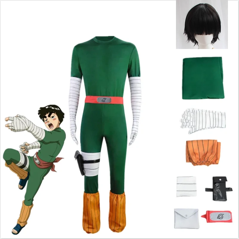 Japanese-Anime-Rock-Lee-Cosplay-Costume-Wig-Jumpsuit-Outfits-Carnival ...