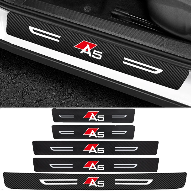 Carbon-Fiber-Car-Trunk-Sill-Bumper-Scuff-Plate-Decals-for-Audi-A5-Logo ...