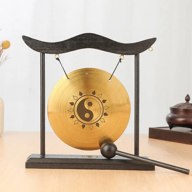 Gong De Table Zen 12 5cm Cuivre Et Bois Maillet Inclus
