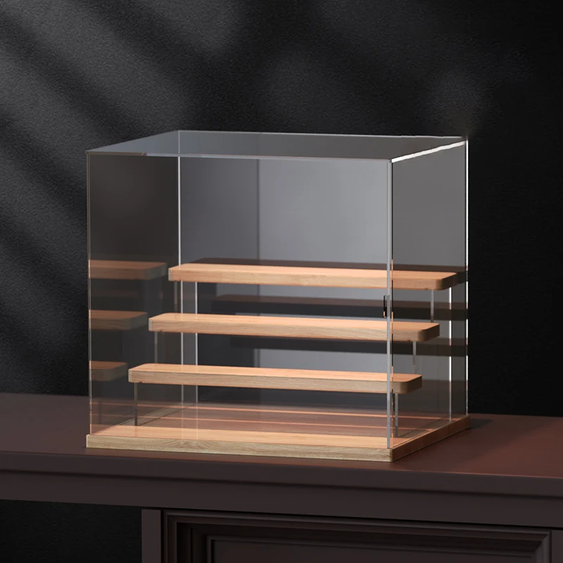Clear Acrylic Display Case with Light,Display Box Stand Assembly ...