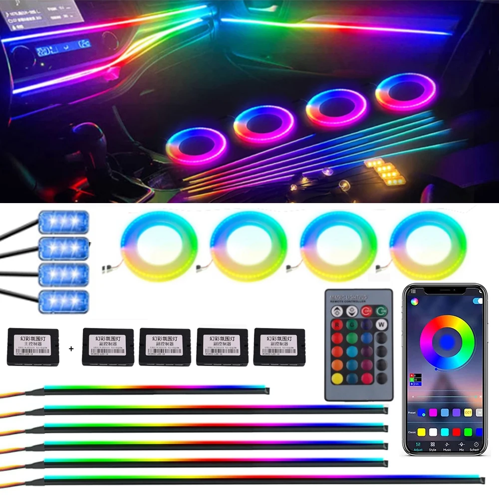 18 / 22 In 1 Streamer Car Ambient Lights Rgb 213 64 Color Led Interior ...
