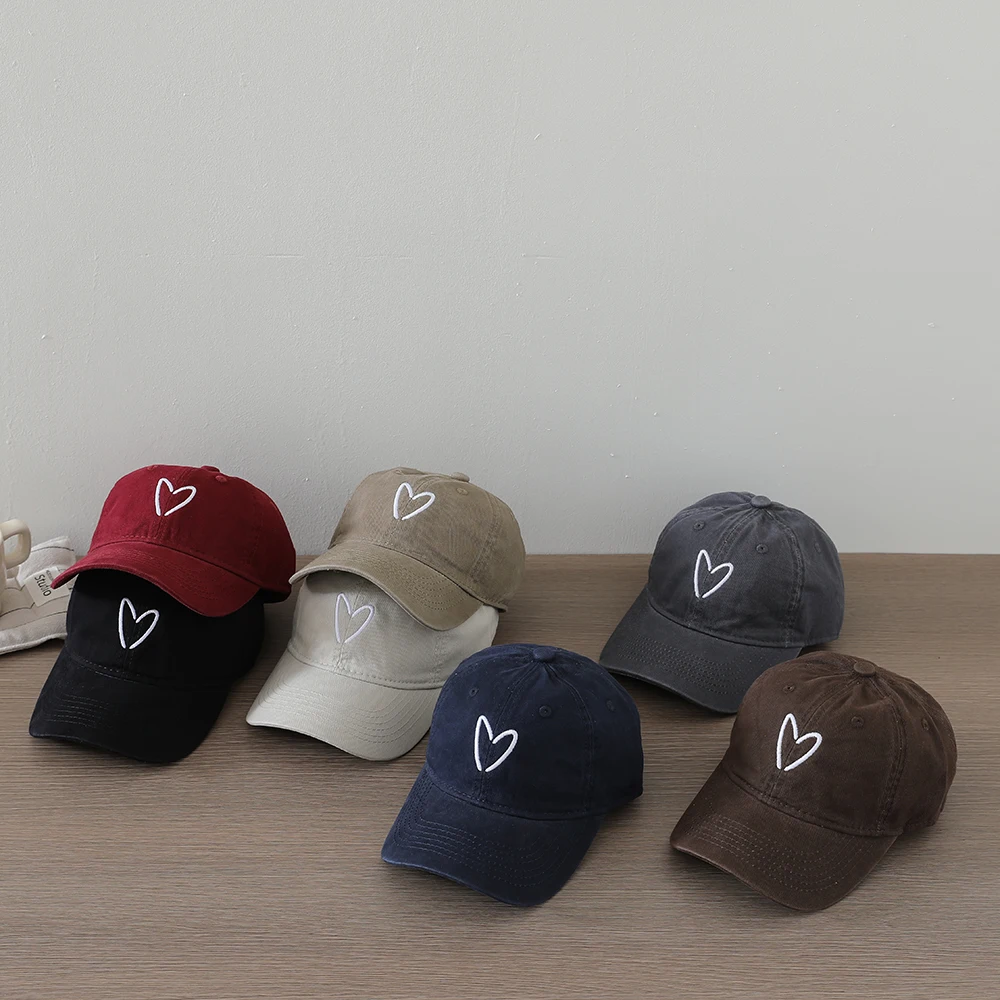 Children's Baseball Caps Simple Love Embroidered Vintage Hat Boys Solid ...