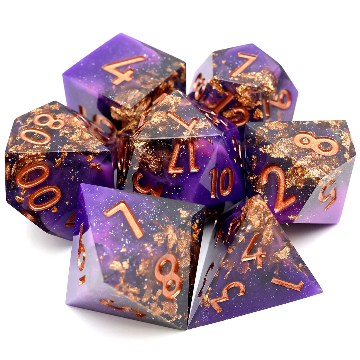 Polyhedral-Sharp-Edge-RPG-Dice-7-Pieces-Full-Set-Resin-DND-Dice-Set ...