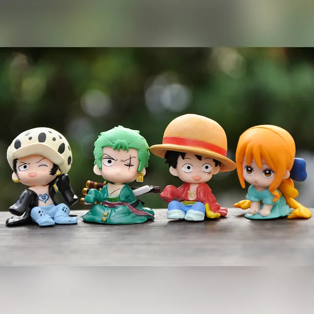 4Pcs/Set 4-5cm Anime One Piece Monkey D Luffy Zoro Nami Kawaii Cute PVC ...