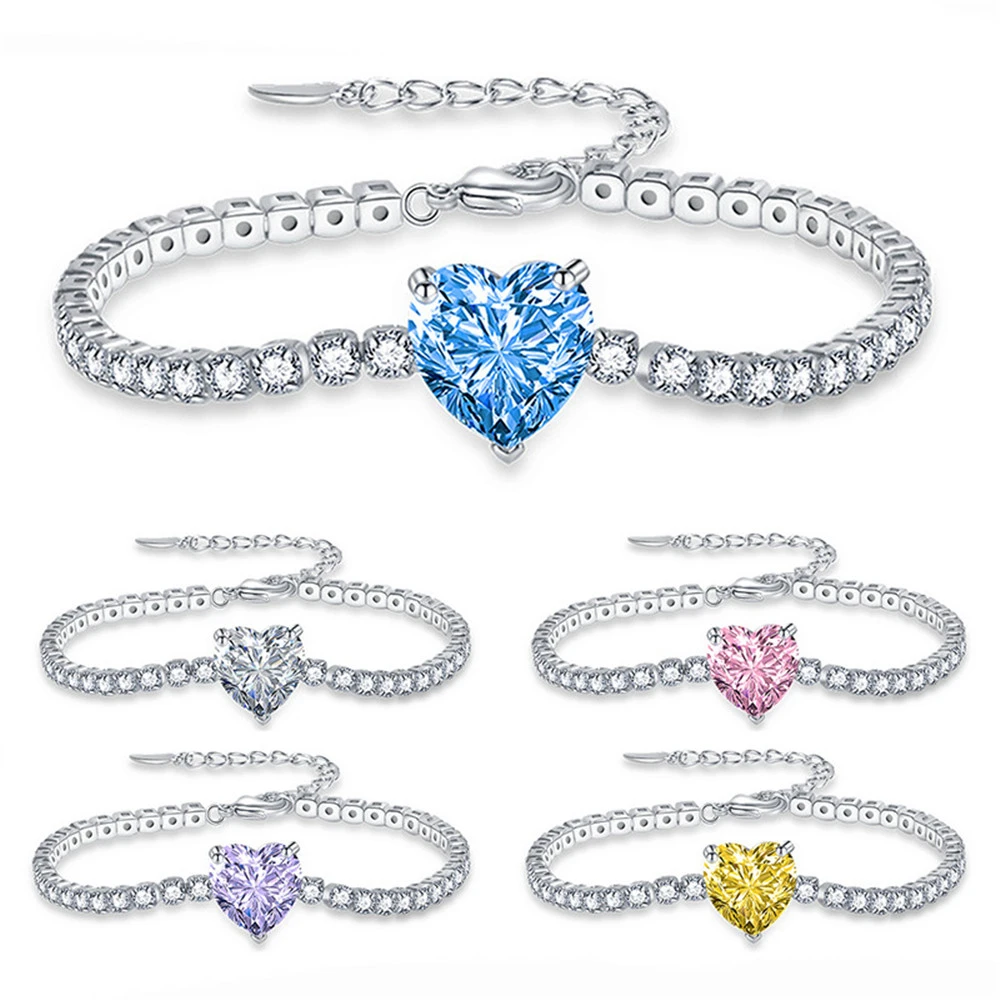 Exquisite Heart Shape Crystal Zircon Bracelet for Women Luxury Bangles ...