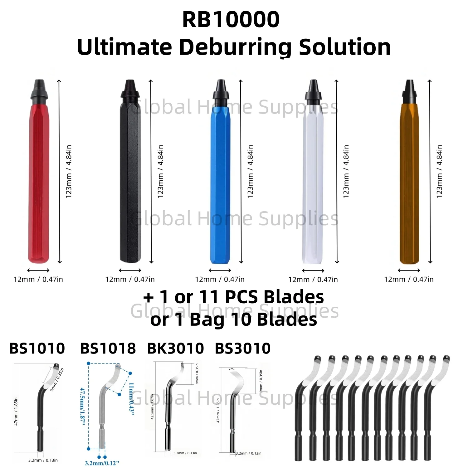 Hand Deburring Tool Kit with Blades BS1010 BS1018 BK3010 BS3010 Hole ...
