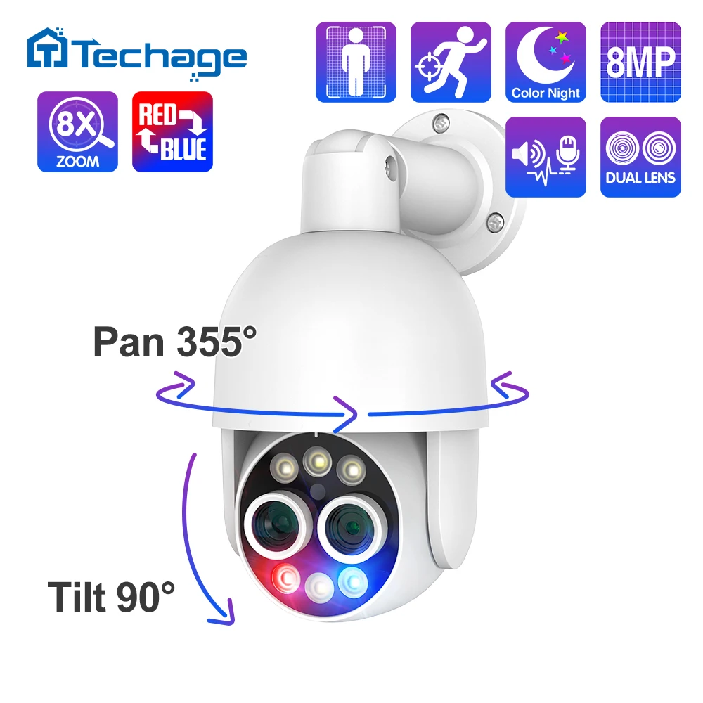 Techage-8MP-PTZ-Camera-Dual-Lens-POE-IP-Camera-8X-Hybrid-Zoom-Auto ...