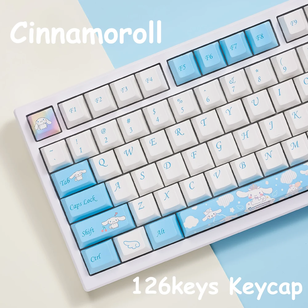 Sanrio-Kawaii-Anime-Cinnamoroll-Keycap-PBT-126-Key-Cute-Cartoon ...
