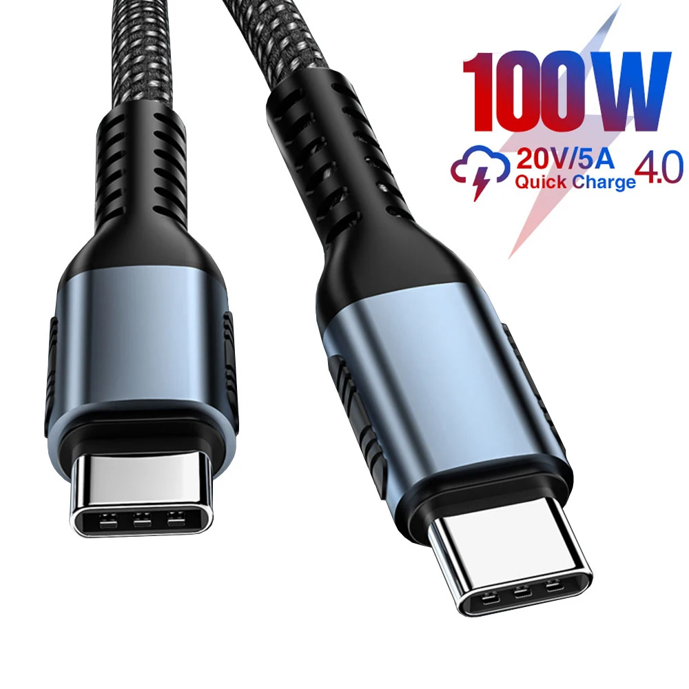 Câble USB type c PD 100/60W pour recharge rapide, cordon de chargeur pour téléphone portable ...