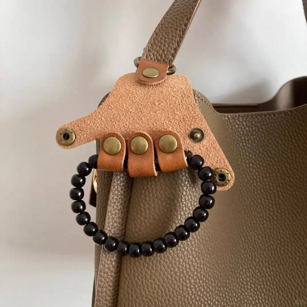 Novelty Leather Keychain Cowhide Five Hanging Slots Hand Shape Pendant ...