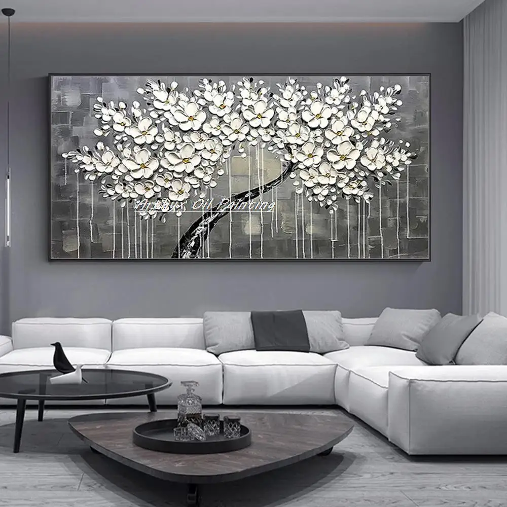 Arthyx-Hand Painted Bảng Dao Cây Hoa Tranh Sơn Dầu Trên Vải, Nghệ Thuật Treo Tường Trừu Tượng ...