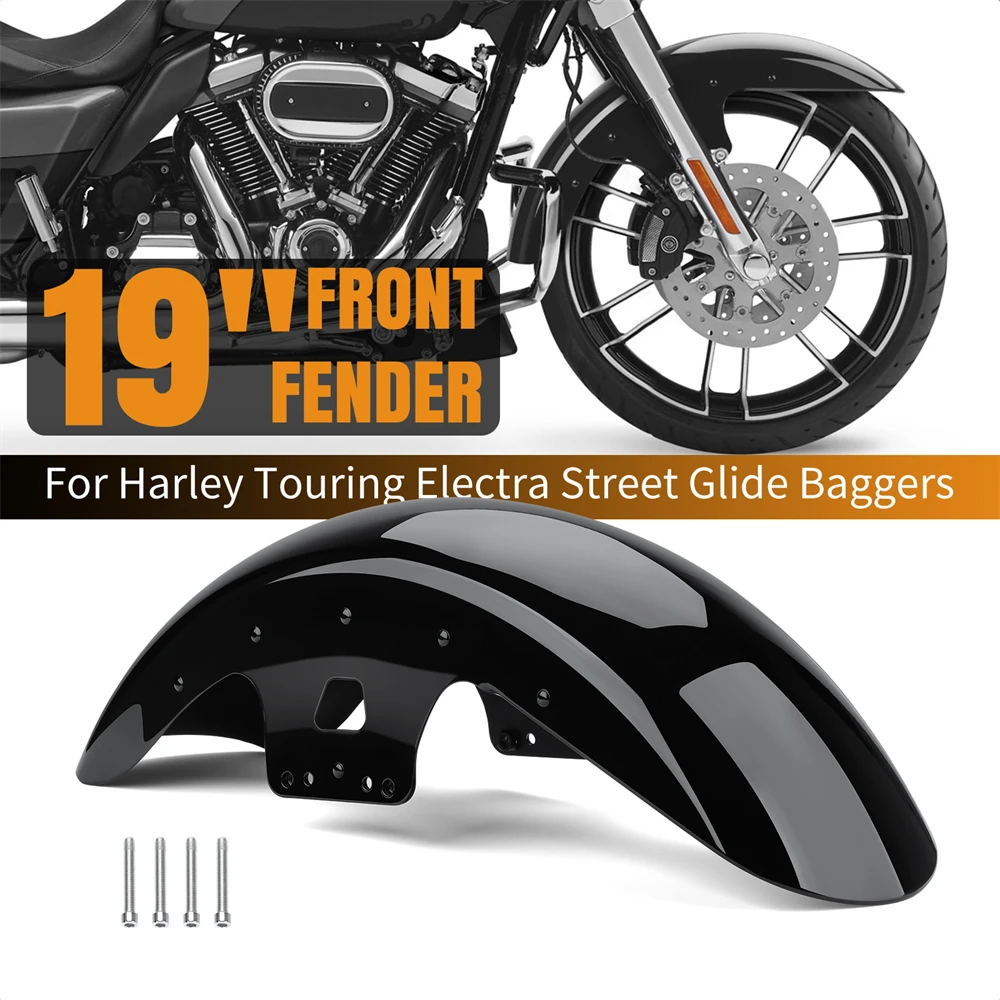 19-Inch-Wrap-Front-Fender-Vivid-Black-Unpainted-White-for-Harley ...