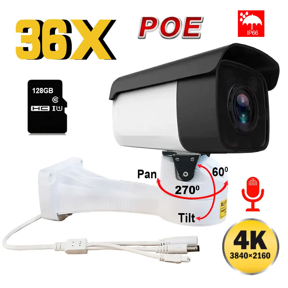 New 8MP 4K PTZ IP Camera H.265 Outdoor 36x Zoom Auto Focus POE Night Vision Security Camera ...
