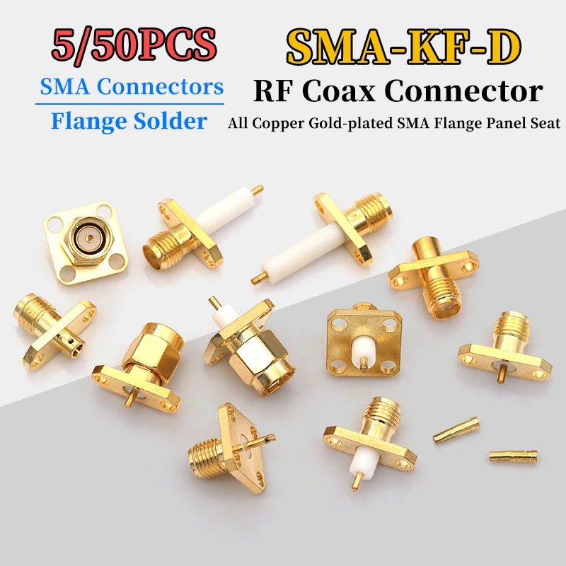 5/50pcs SMA Female Jack Panel of Mount RF Coax Connector Flange Solder ...