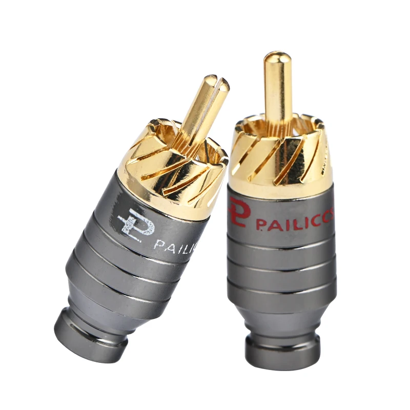 4Pcs HiFi Audio Adapter Solder RCA Plug 24K Gold Plated Brass Copper ...