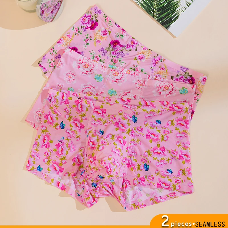 New-Online-Men-s-Ice-Silk-Flora-Underwear-Seamless-Sexy-Sissy-Boxers ...