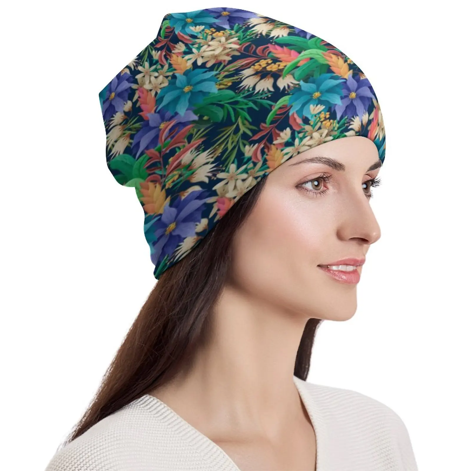 Tropical-Floral-Beanie-Hats-Hawaiian-Designs-Bonnet-Hats-Men-Women ...