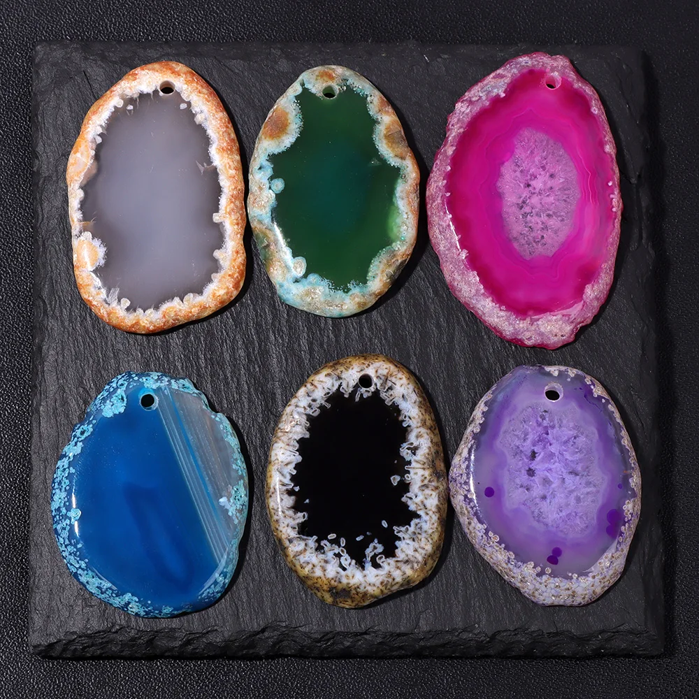 Irregular-Agates-Slices-Pendant-Top-Drilled-Natural-Flat-Agates-Stone ...