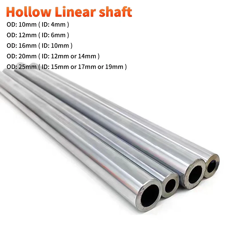 2PCS-OD10mm-12mm-16mm-20mm-25mm-Hollow-Linear-Shaft-Chrome-Plated-Hard ...