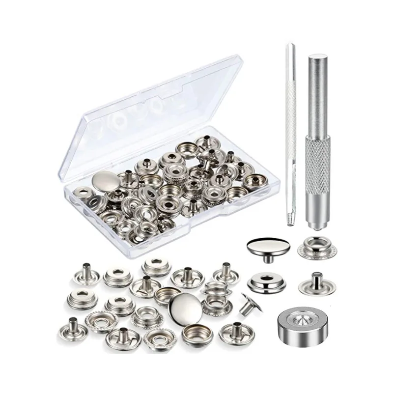 10Sets 40PCS Brass Buttons Set，Grommet Eyelets Tool Kit15mm Outside ...