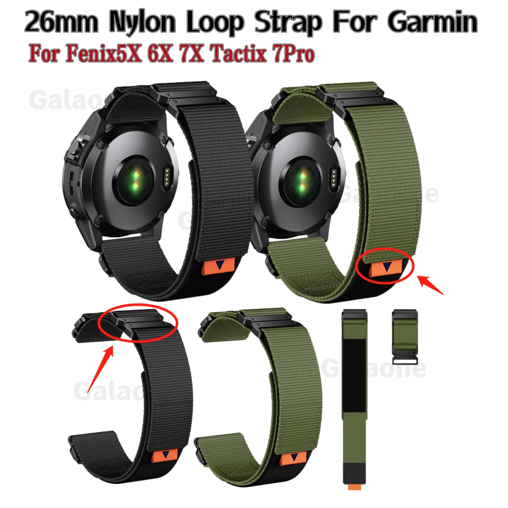 Garmin Nylon Loop Strap Quick Release 26mm Wristband Replaceable Watch ...