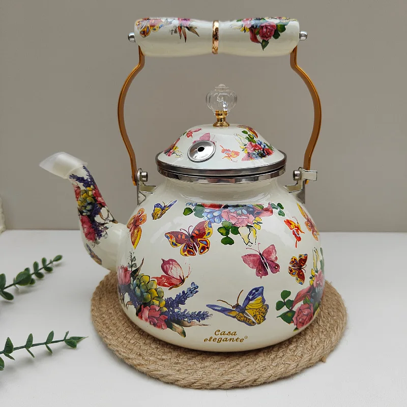 Vintage-Elegant-Teapot-Thickened-Enamel-Whistling-Kettle-Water ...