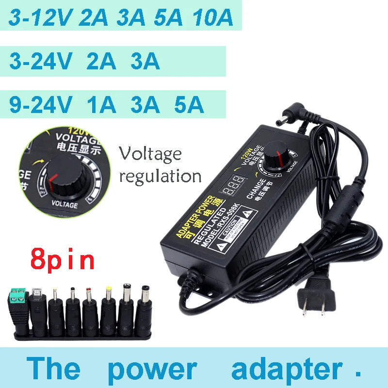 Fuente de alimentación ajustable de CA a CC, adaptador Universal de 220V y 12V, 3V, 5V, 6V, 9V ...