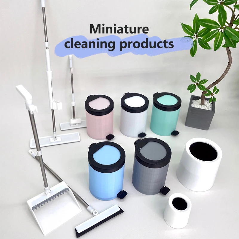1-6-1-12-Dollhouse-Miniature-Sponge-Mop-Garbage-Can-Dustpan-Broom-Home ...